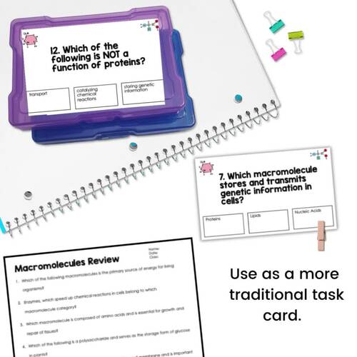 Biomolecules Review Task Cards by The Learning Hypothesis Store | TPT