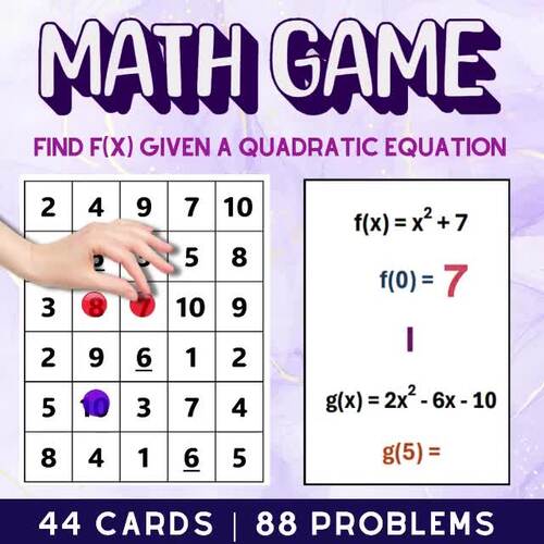 Evaluating Quadratic Functions Game | Algebra 1 Partner Activity & Math ...
