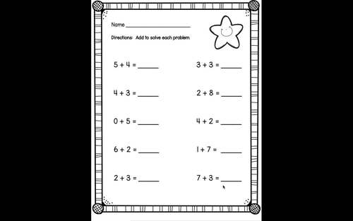 1st Grade Addition to 10 Worksheets | No Prep by Growing Special Minds
