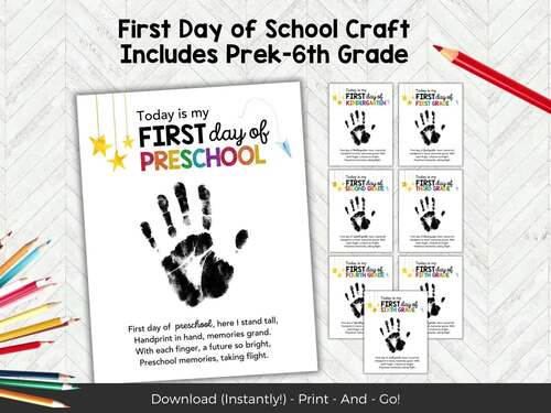 First Day of School Handprint Craft BUNDLE - Back To School Handprint Art