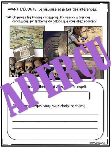 French pre, during and post listening comprehension les catacombes de Paris