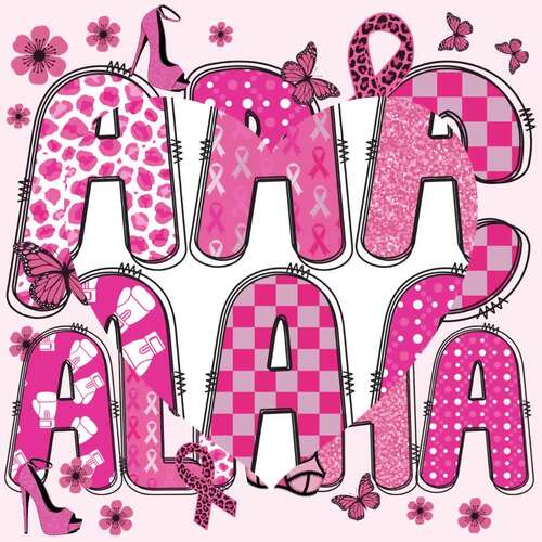 Breast Cancer awareness Bulletin board letters and Number | Doodle Alphabet