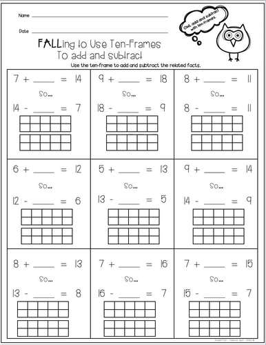 Fall Math Worksheets & Centers for First Grade | No Prep Addition ...