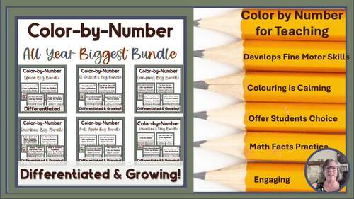Year Long Differentiated Color by Number Addition and Subtraction ...