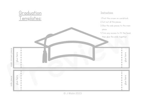 End of Year Graduation Paper Crown Craft & Headband Templates | TPT