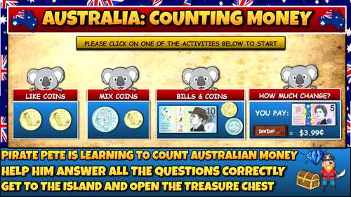 Australian Currency, Counting Money: Interactive Powerpoint Math Games