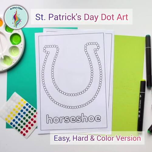 St Patricks Day Dot Art, Q Tip Painting March Fine Motor Craft Activity