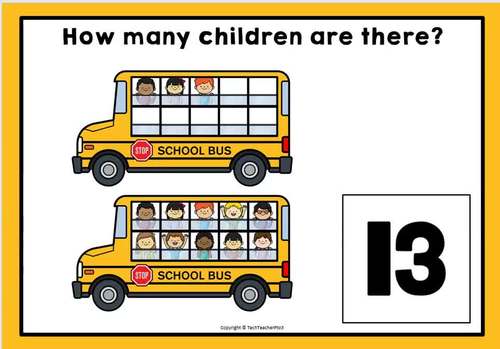 Teen Number PowerPoint Counting Ten Frames Buses by Tech Teacher Pto3