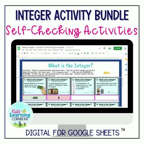 Integer Activities BUNDLE | Self-Checking Activities | Integer Operations