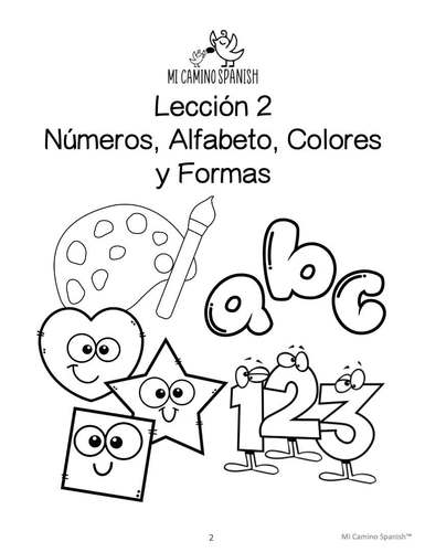 Spanish Worksheets - Numbers, Alphabet, Colors & Shapes by Mi Camino ...