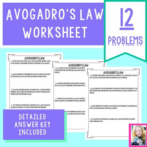 Avogadro's Law Worksheet - Answer Key Included - Distance Learning