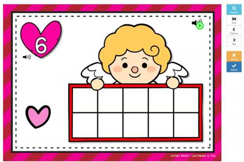 Ten Frame Boom Game for Distance Learning | Valentines by Just Reed