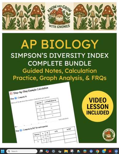 AP Biology -Simpson’s Diversity Index Complete Bundle| SAVE 20% | TPT