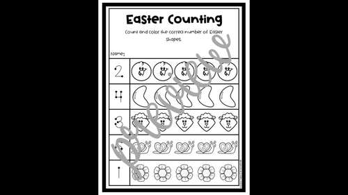 Easter NO PREP Counting Sets Count and Color Worksheets 1-5 | TPT