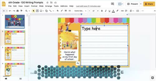 100 Writing Prompts, Creative Writing Digital Google Slides and ...