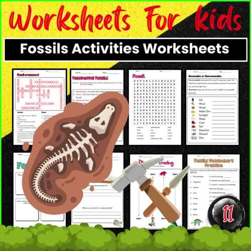 Science Fossils Activities Word Search Worksheets Printable | TPT