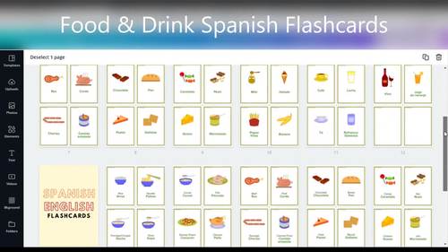 English Spanish flashcards food and drinks by Language Forum | TPT