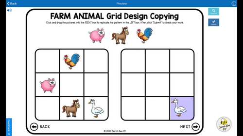ANIMAL THEME Spatial Relations Design Copy BOOM CARDS™ for Teletherapy