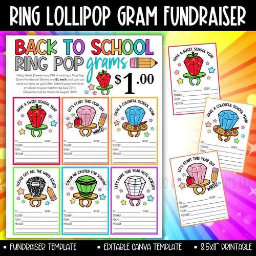 Back to School Fundraiser Flyer, Ring Pop Lollipop PTA PTO Fundraising ...