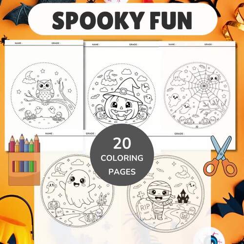 CUTE Halloween Coloring & Activity Pages | 20 Pages of Spooky Fun.