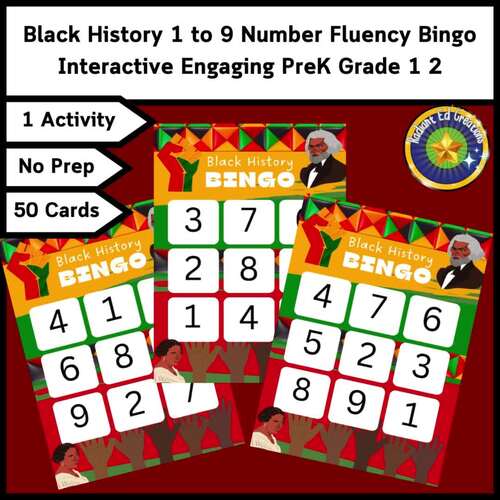Black History 1 to 9 Number Fluency Bingo Interactive Engaging PreK ...
