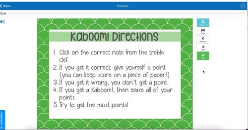 Treble Clef Words Digital Kaboom! Virtual Music Game on Boom Cards