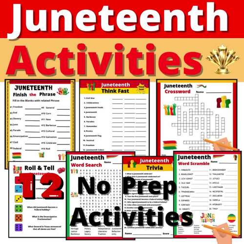 Juneteenth Activities Packet Lessons Independent Work Freedom Slavery ...
