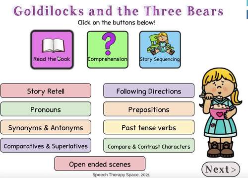 Goldilocks & The Three Bears INTERACTIVE Story & Language Activities ...