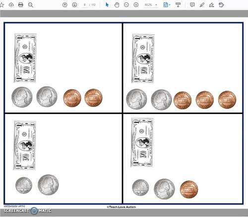 Counting Money: Coin and Bill Flash Cards by Teach Love Autism | TpT