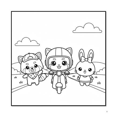 Funny Vehicles with Pipo, Lulu and Mimi Coloring Book for kids Vol. 13