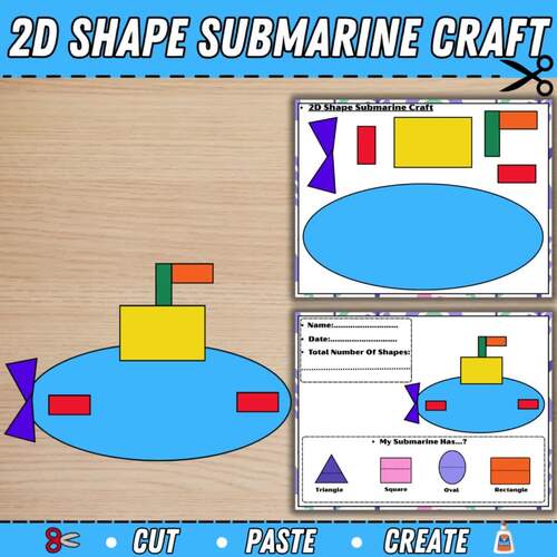 2D Shape Submarine Craft |Ocean Transportation Math Activity |Cut ...