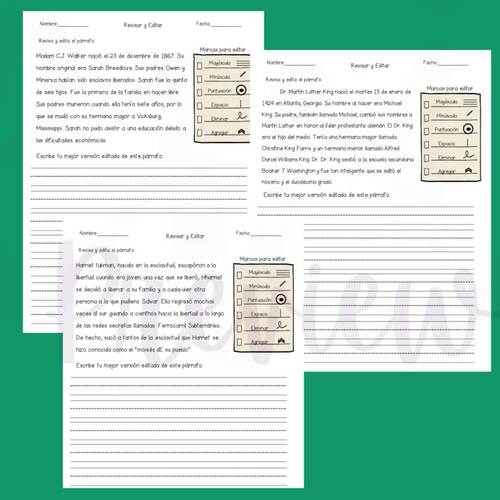 Revisar y editar párrafos pequeños- Revise & Edit Spanish paragraphs