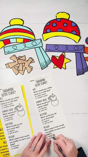 Snowman Winter January Holiday Craft Glyph Activity Bulletin Board ...