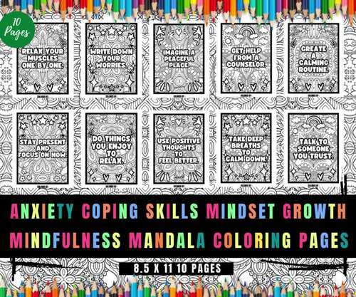 Anxiety Coping Skills Mindset Growth, Relaxing Mindfulness Coloring, No ...