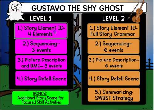 Gustavo the Shy Ghost | Structured Story Retell | Halloween Speech Therapy
