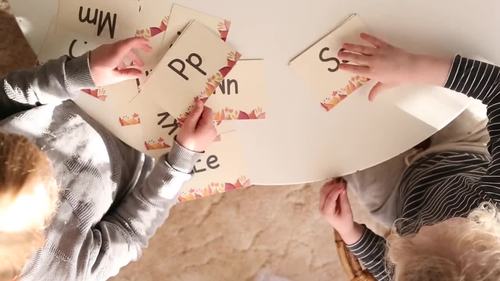 Alphabet Classroom Decor - Letter Word Wall - Fall & Autumn Flashcards