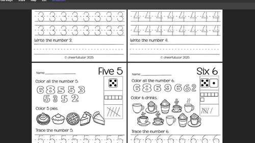 Autumn Handwriting Practice Counting Number 1 to 10 for Pre-K, Kindergarten