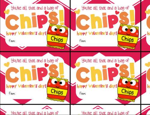 Cute Bag of Chips Valentine's Day Gift Tag- You're all that and a bag ...