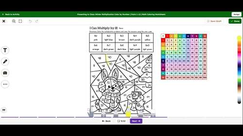 Winter Multiplication Color by Number Grades 3-5 Facts 1–12 Math ...