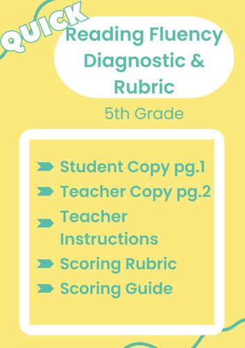 Oral Reading Fluency Assessment/Diagnostic | 5th Grade | Quick by ...