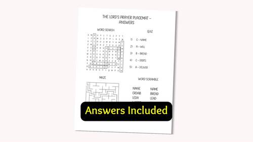 The Lord’s Prayer Activity Placemat, Sunday School Games, Bible Lesson ...