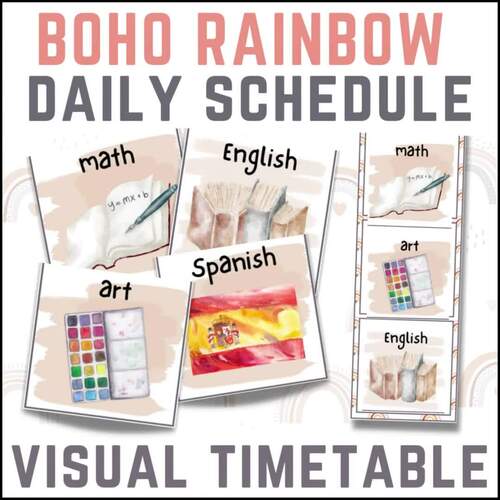 Boho Rainbow VISUAL CLASS SCHEDULE | Classroom Decor | Back to School