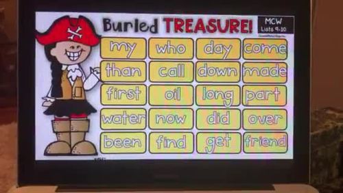 Most Common Words Treasure Hunt: Lists 9 and 10 by Class with an Alligator