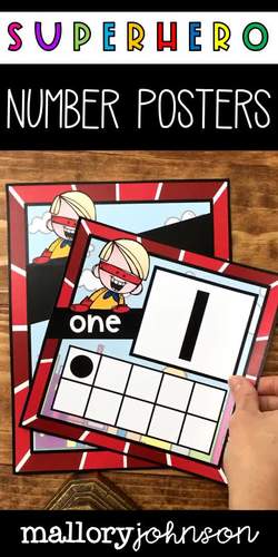 Superhero Theme Number Posters by Mallory Johnson | TPT