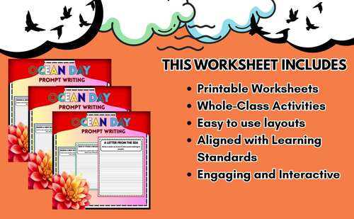 Ocean Day Animal Prompt Writing Worksheets,2nd,3rd,4th,5th Gr | TPT