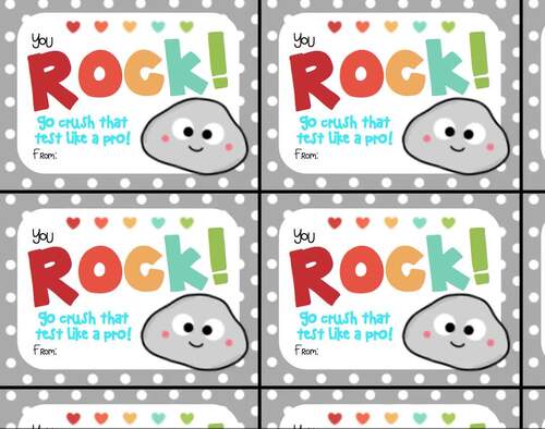 Rock-Themed (Pop Rocks) Testing Motivation Gift Tag-You Rock! Go crush ...