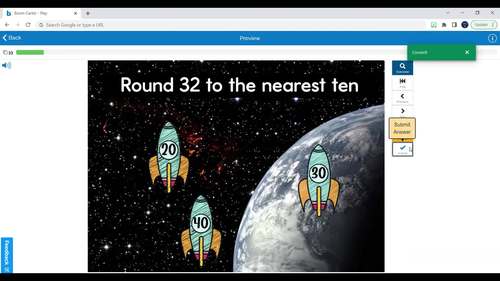 Round to the Nearest Ten Rockets Boom Cards by Hands on Learning LLC