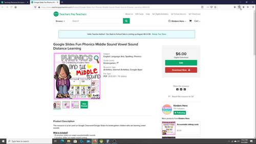 Fun Phonics Middle Sound Vowel Sound for Google Slides Distance Learning