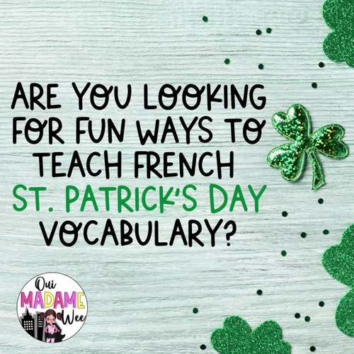 French Vocabulary Word Wall Cards - St. Patrick's Day // La Saint Patrick