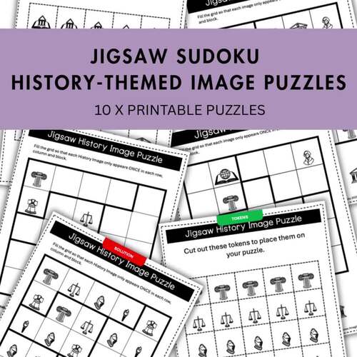 Printable Jigsaw Sudoku-Style History-Themed Image Puzzles – Ages 11+